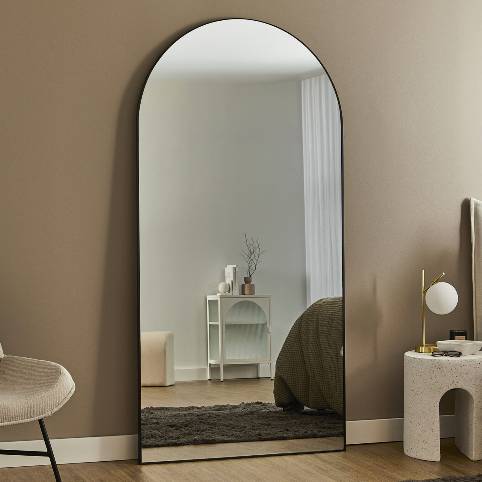 Arch Aluminium Full Length Mirror 180x80cm (Black) – Decomirrors